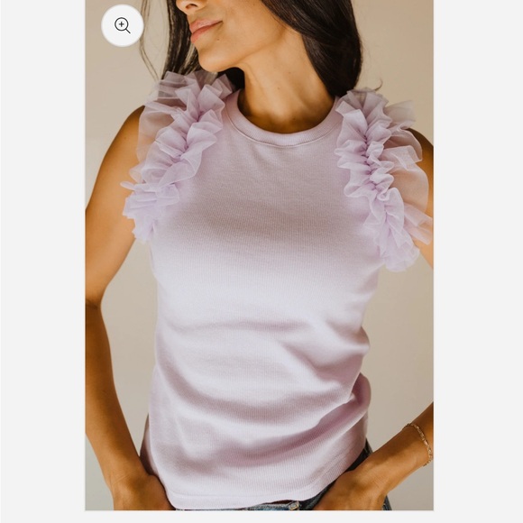 &merci | Tops | Lavendar Tulle Ruffle Sleeve Shirt Nwt | Poshmark
